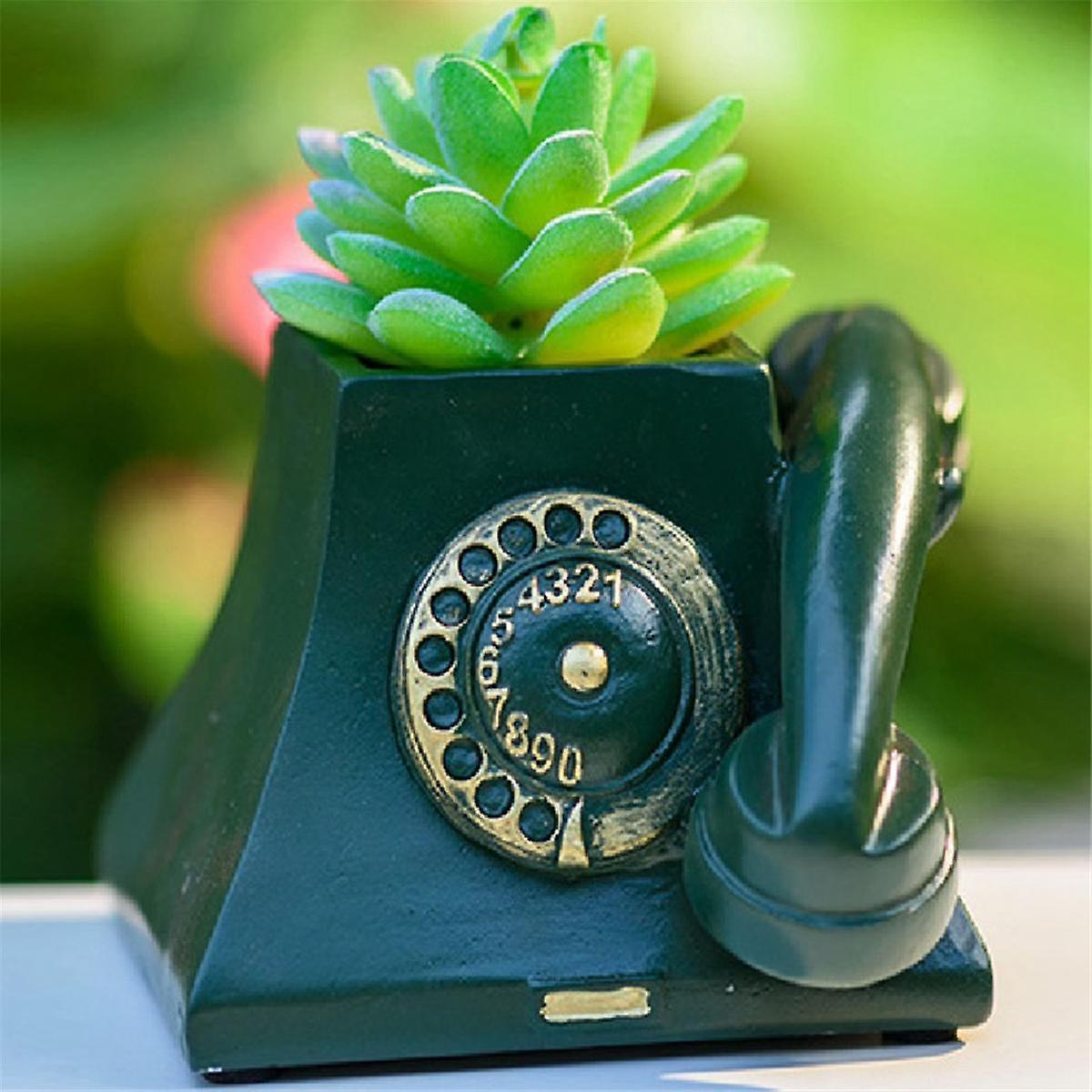 Small Telephone Succulent Planter With Drain Hole Flowerpot Desk ...