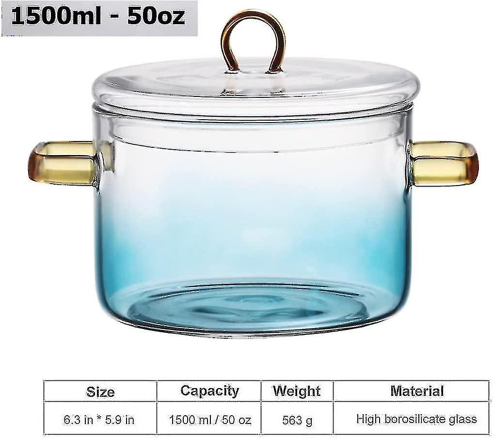 Glass Cooking Pot - 1.5l/50oz Heat-resistant Borosilicate Glass ...