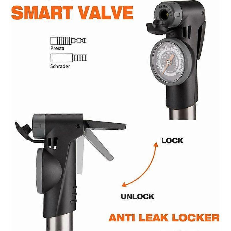 Mini Bike Pump 120 PSI Small Air Pump with Pressure Gauge Portable Bike ...