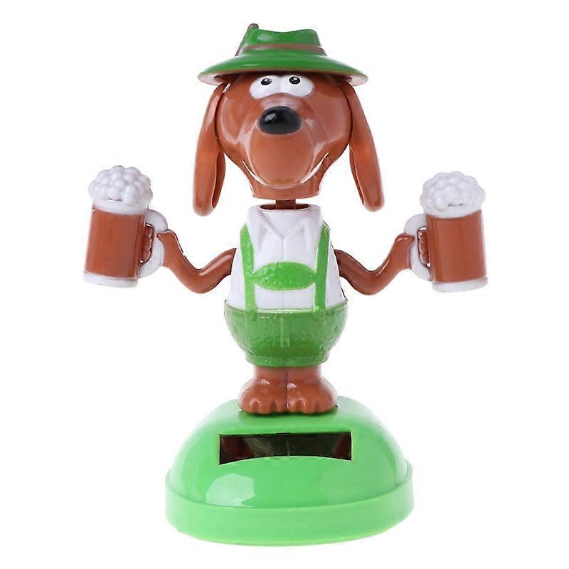 Solar Powered Dancing Bobble Head Beer Dog Educational Toy Car Ornament ...