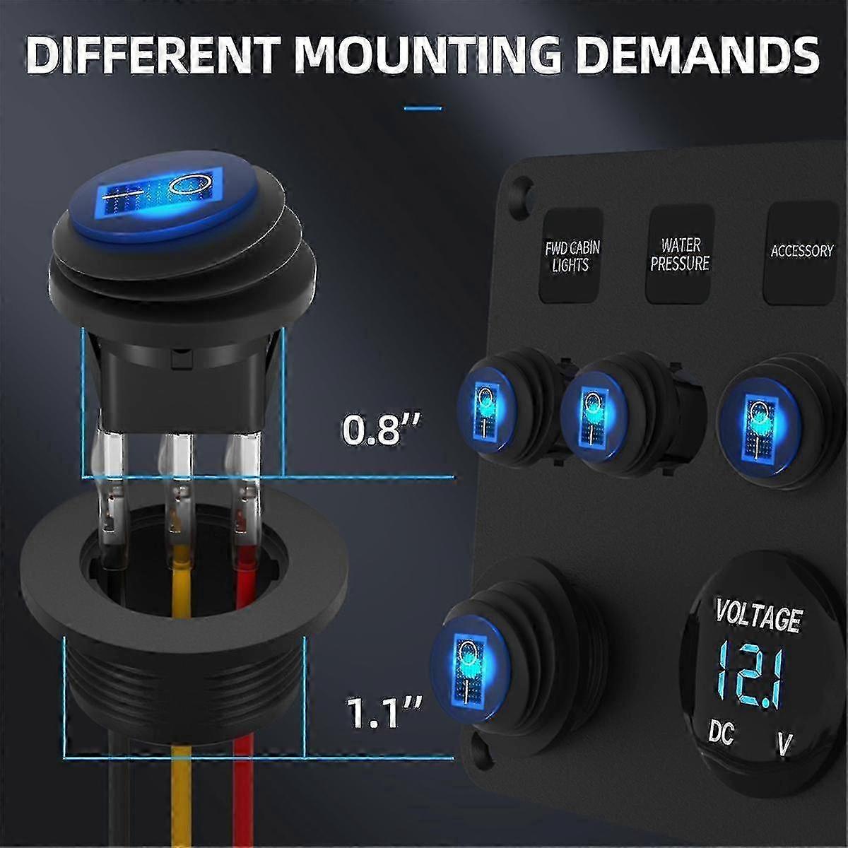 Round Rocker Switch 12V 20A UL Listed Waterproof Marine Round Toggle ...