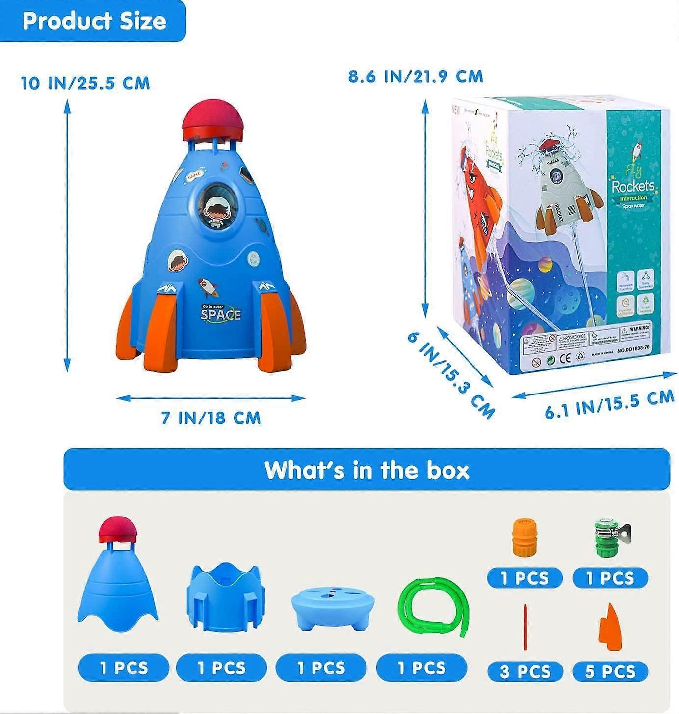 Water Sprinkler for Kids Outdoor Play, Water Rocket Launcher Toys with ...