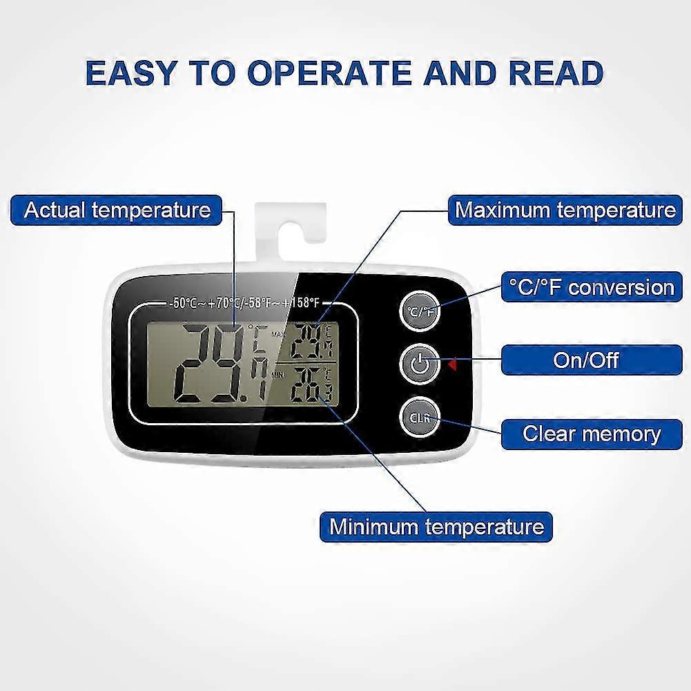 Fridge Thermometer, 2 Waterproof Freezer Thermometers With Hook Max/min ...