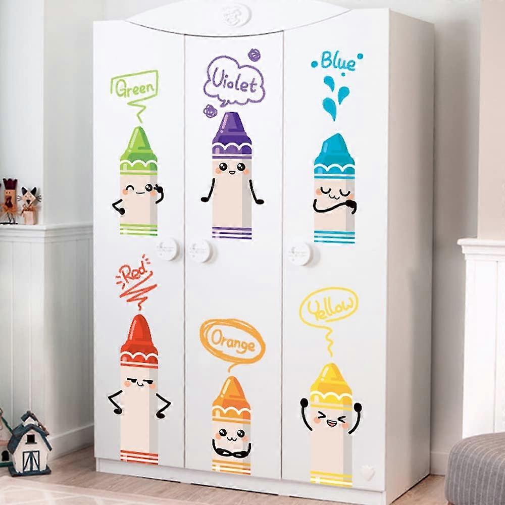 1 pcs Crayon Color Wall Decals for Kids Rooms - Cartoon Wall Stickers ...