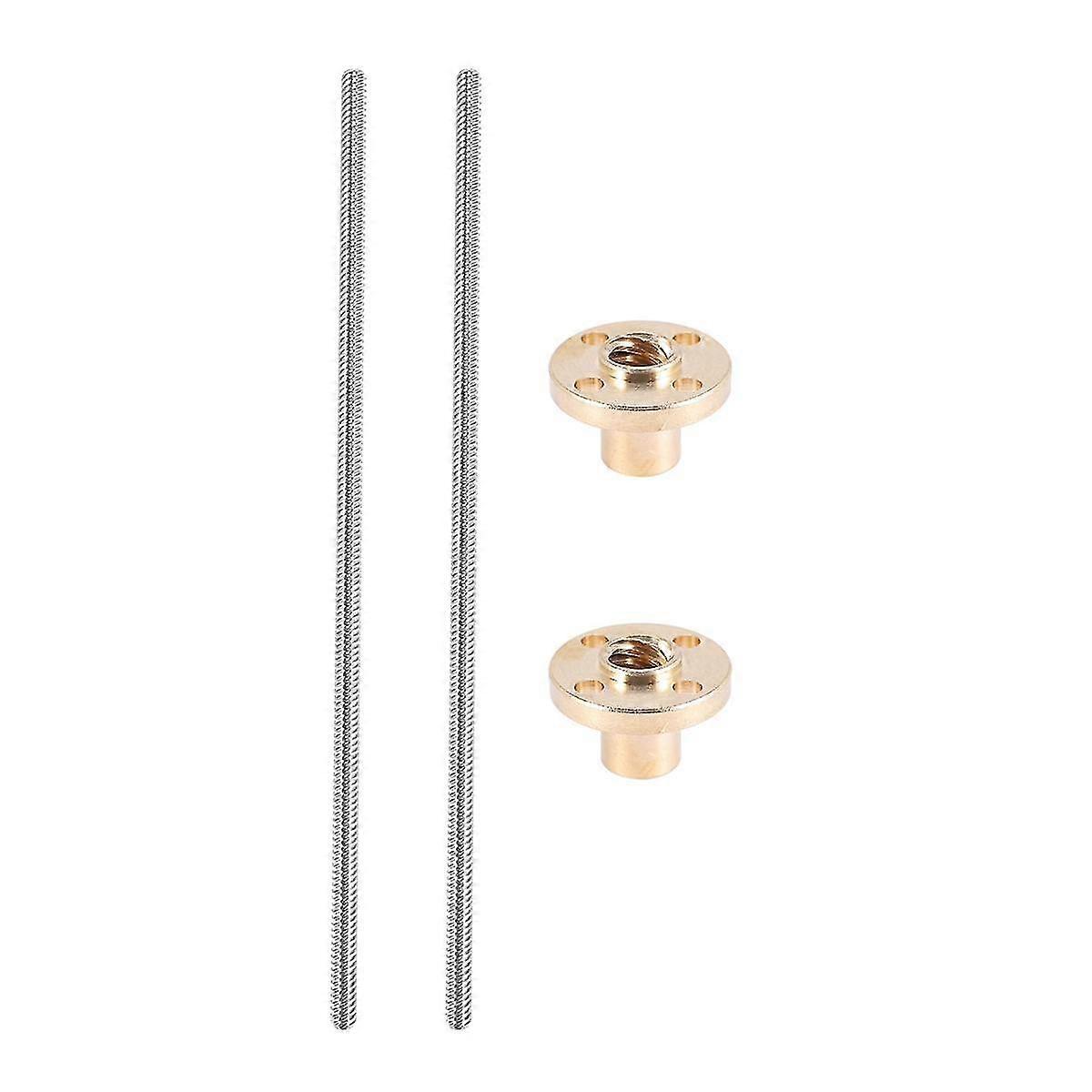 2Pcs 300mm 8mm T8 Threaded Rod Lead Screw with T8 Nut for 3D Printer ...
