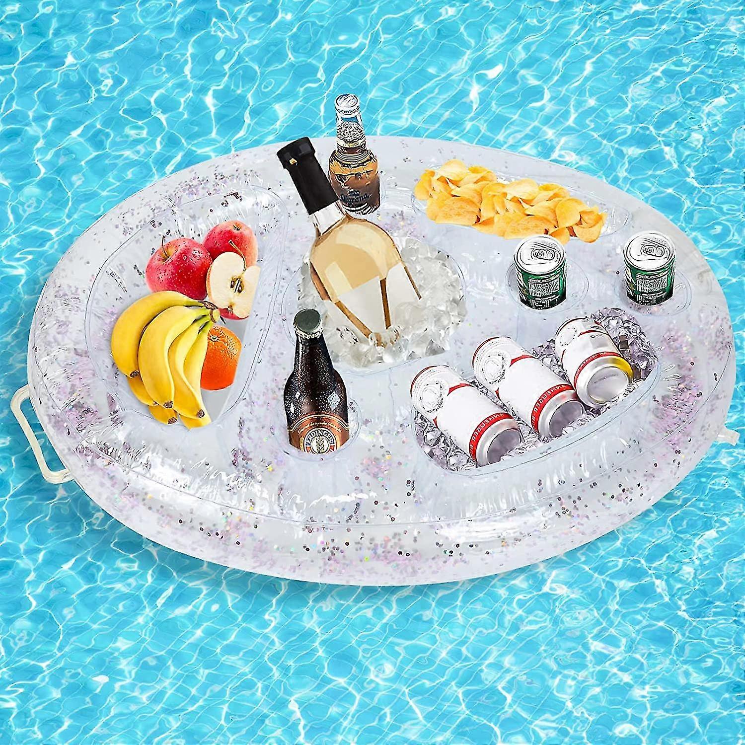 Inflatable Drink Holder Pool Floating Serving Trays 2 In 1 Drink And Snack Holder 9 Holes Large ...