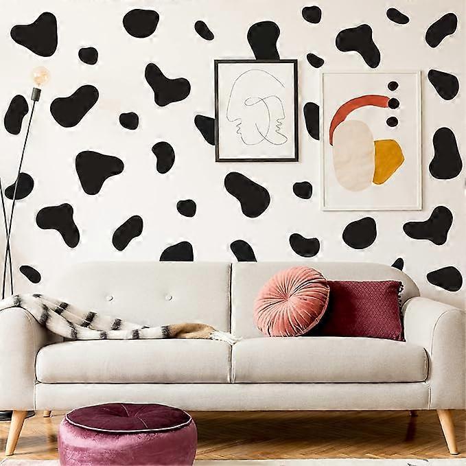 Large Black Vinyl Cow Print Wall Decals, Peel and Stick Modern Cow Spot ...