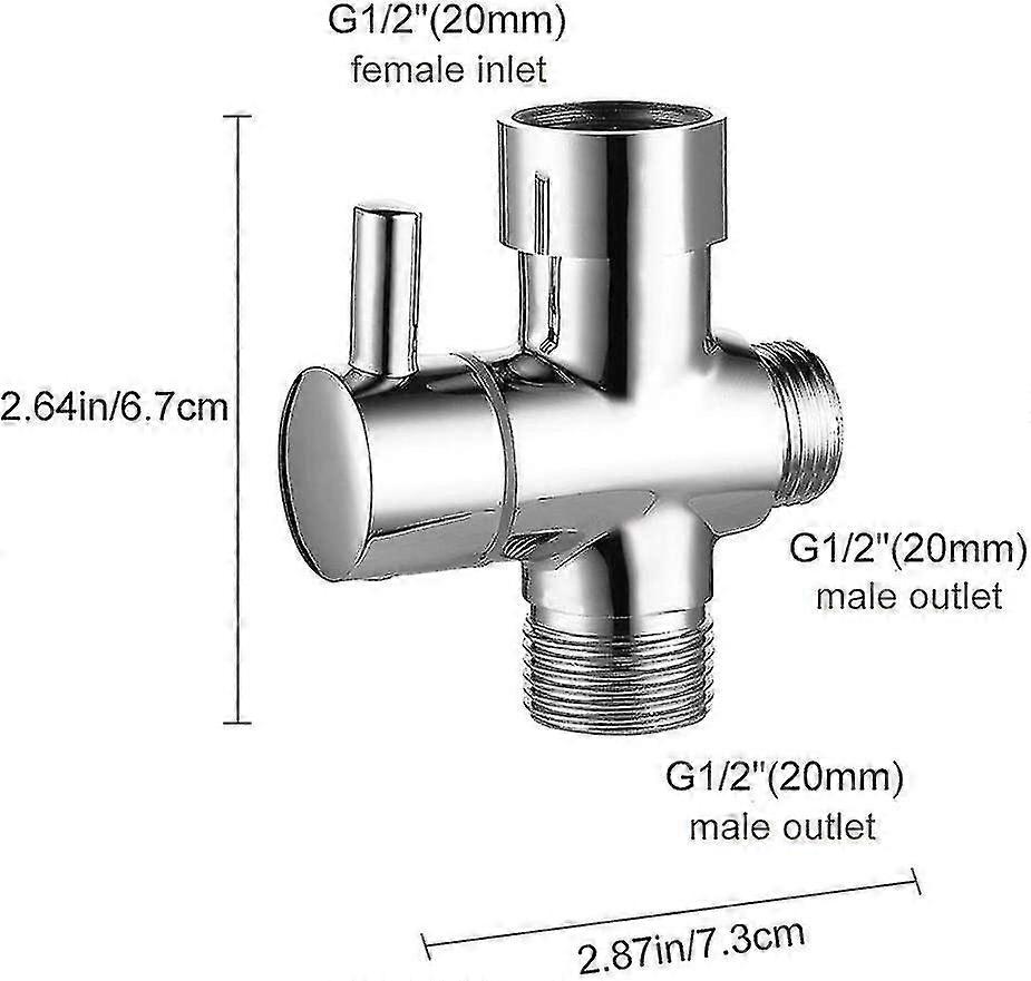 3-way Shower Arm Diverter Valve G1/2"brass Shower Splitter Shower Valve ...