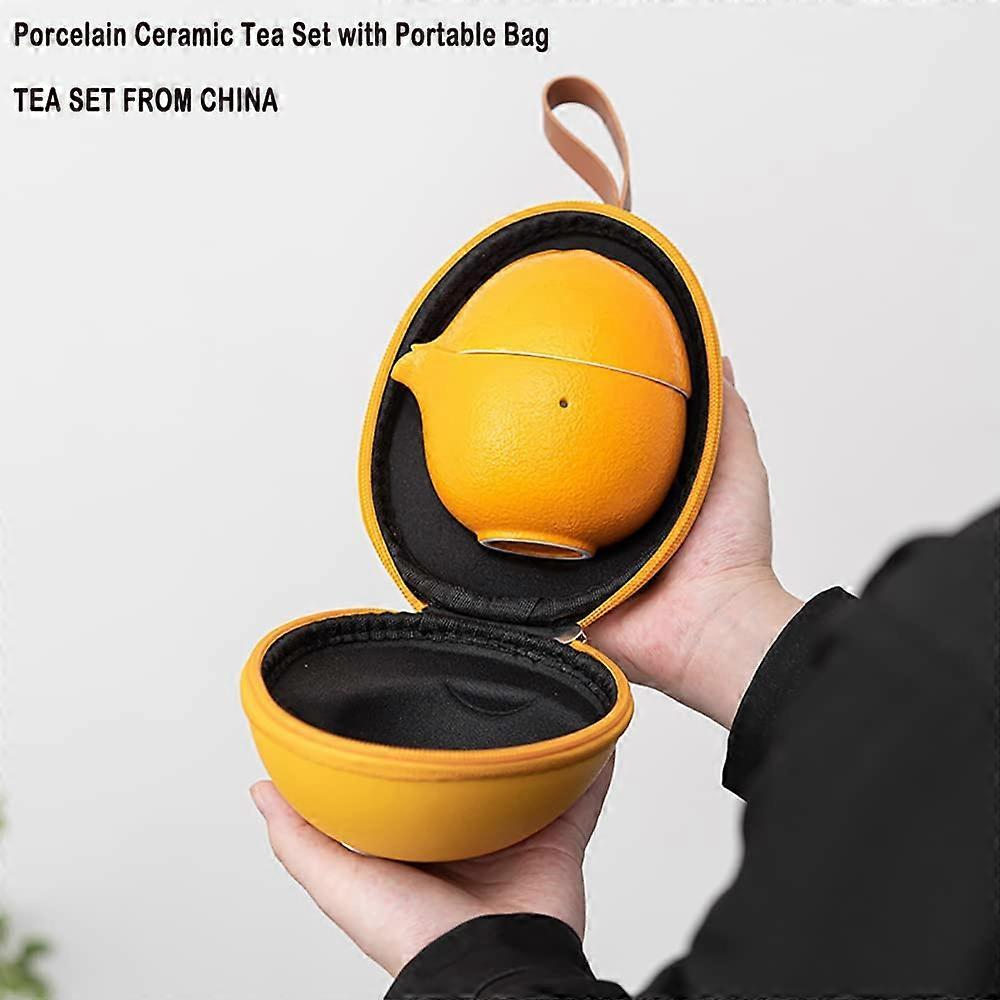Portable Kungfu tea tableware, orange shape travel tea tableware ...