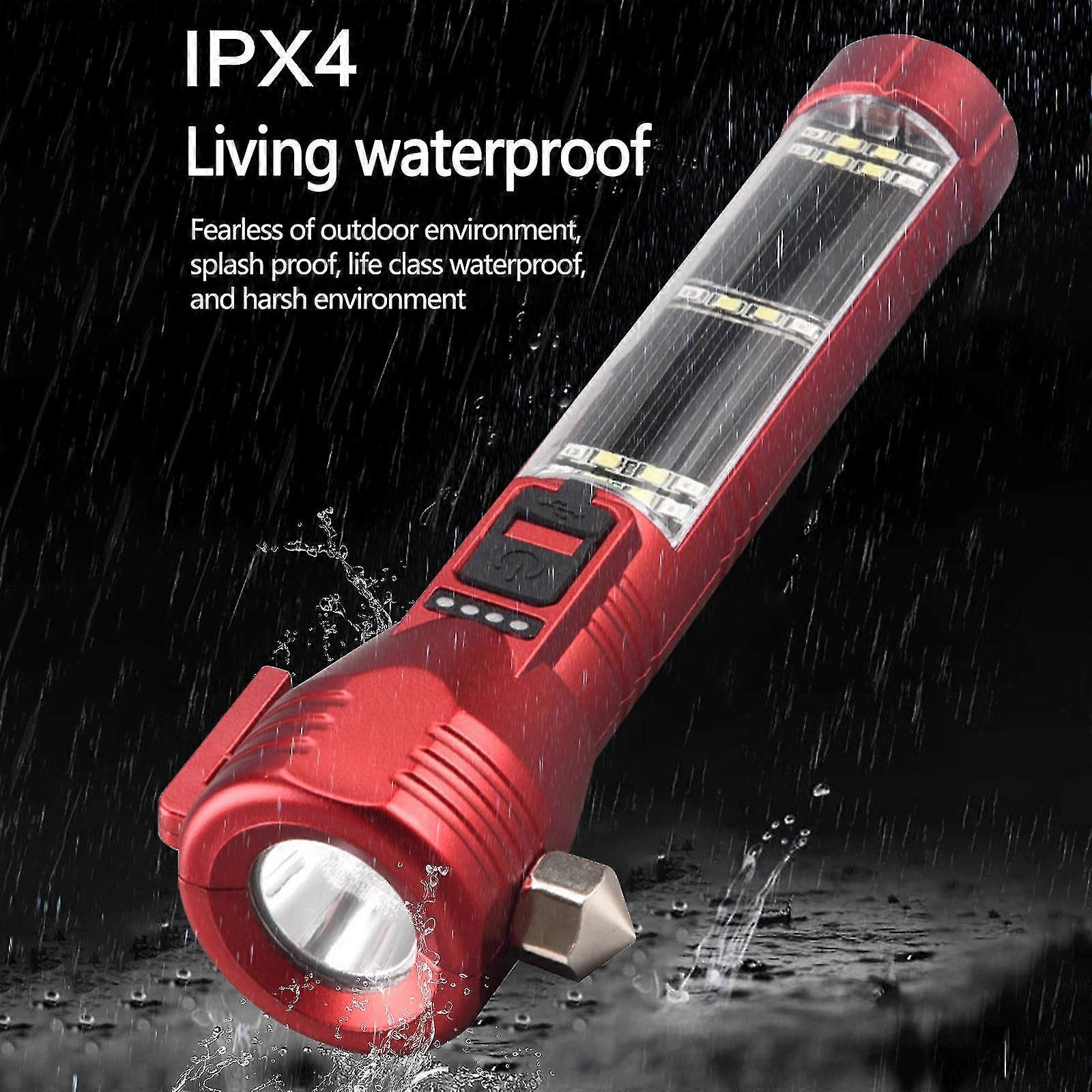 Solar, LED, USB Flashlight,USB Charging Car Strong Light Hammer ...