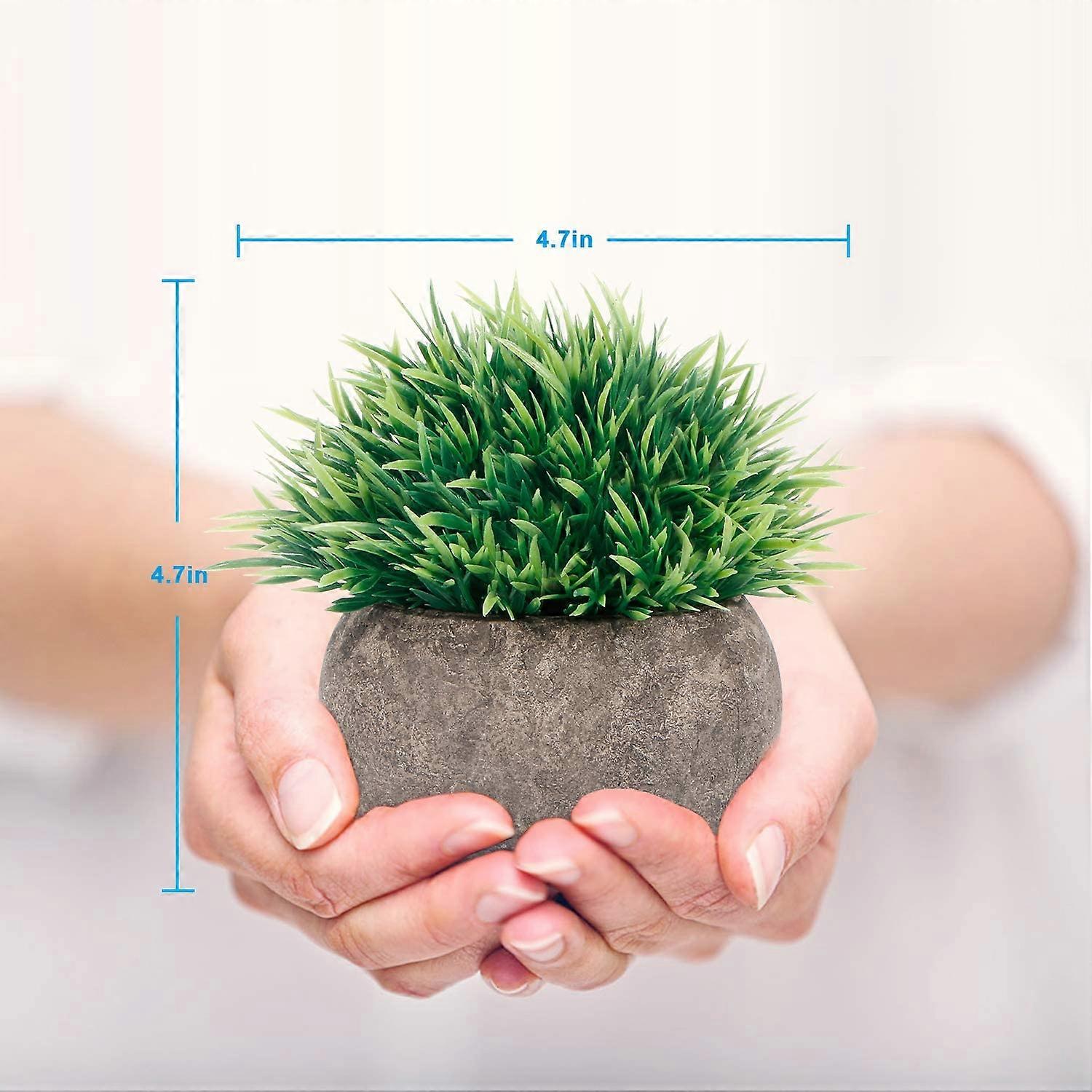 Artificial Plants 2 Pcs, Small Fake PlantsMini Potted Plastic Green ...