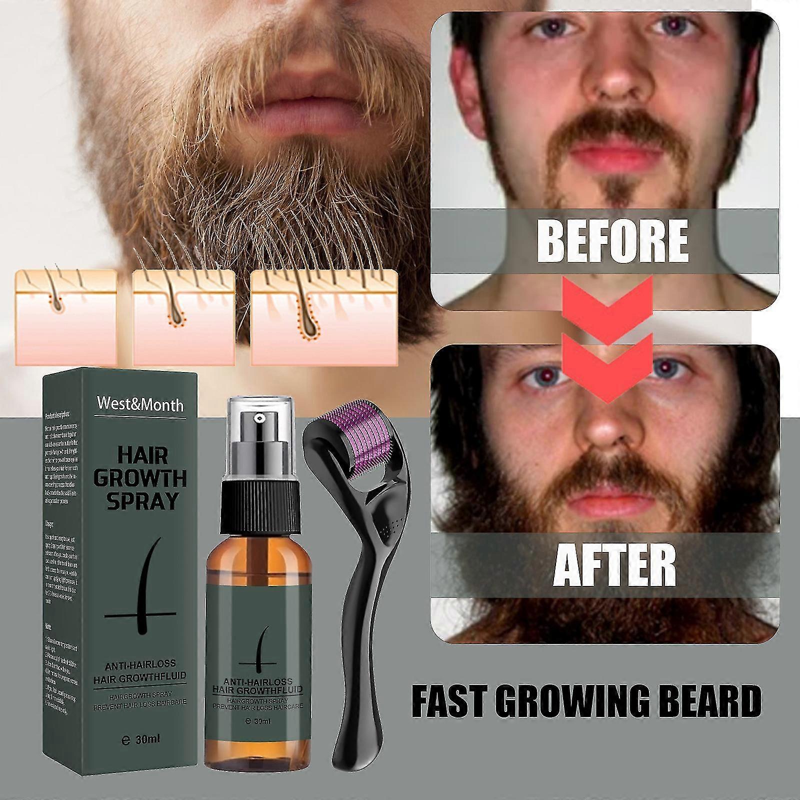 Men's Beard Growth Roller Kit Men's Beard Growth Oil Nourishing Enhancer-30ml | Fruugo UK