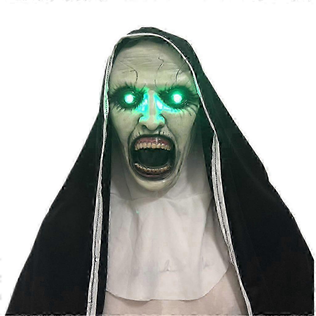 Halloween Mask Scary Nun Mask with Glowing Eye Halloween Headwear ...