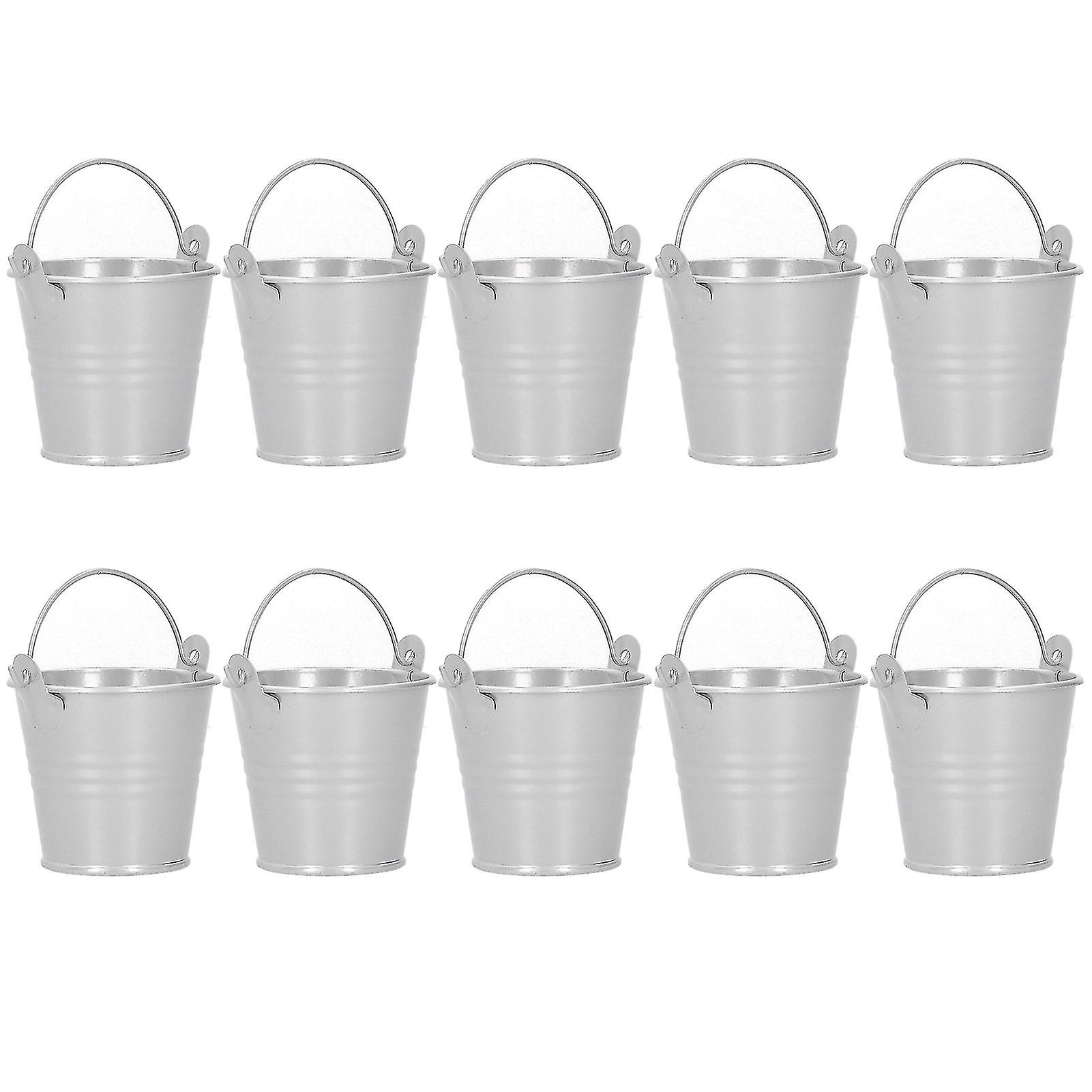 10PCS Mini Silver Metal Buckets Decorative Plant Pots Succulent ...