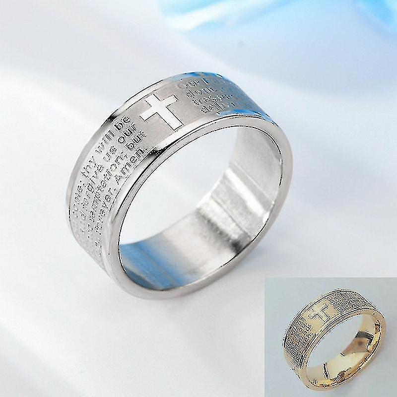 Titanium Stainless Steel Cross Ring Russian Orthodox Bible Bible Lord's ...