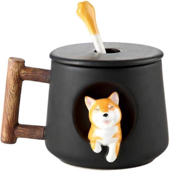 3d Ceramic Cartoon Shiba Inu Hand-painted Coffee Cup Teacup With Lid ...