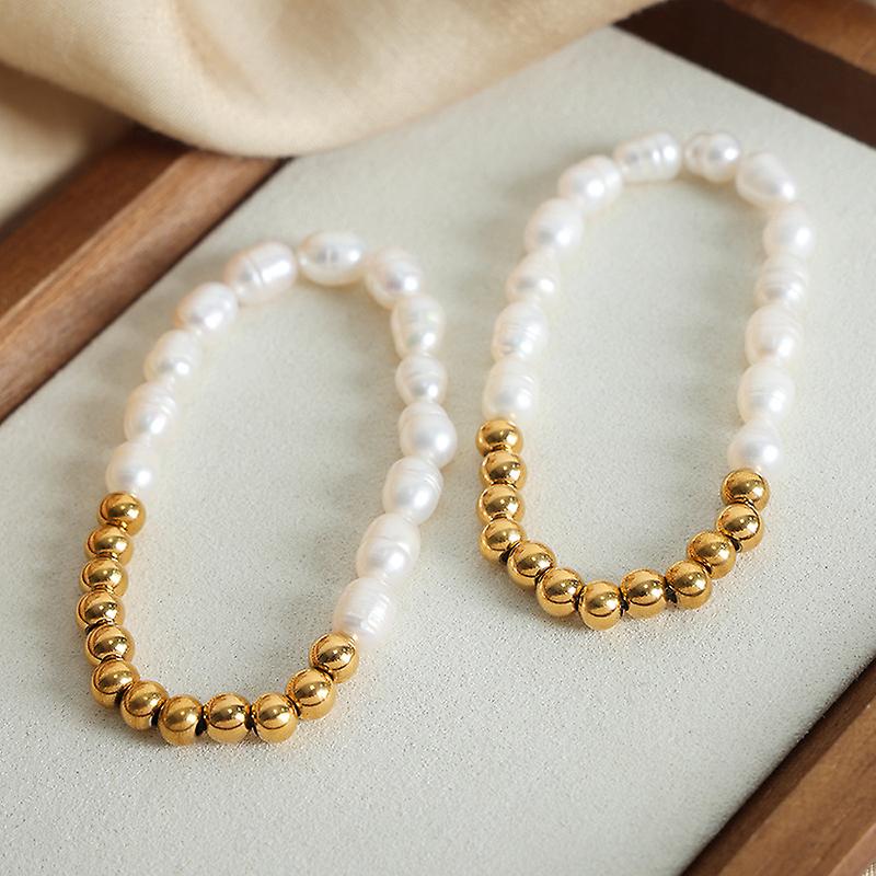 High-end natural freshwater pearl hand-beaded bracelet, light luxury ...