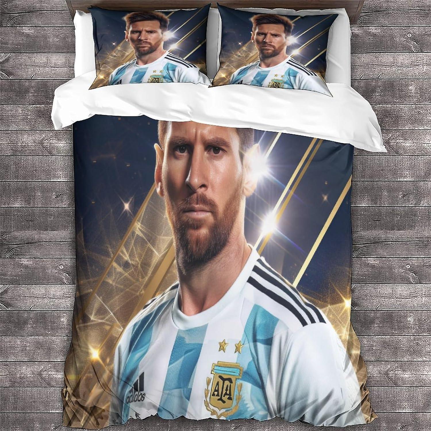 DSJackson Lionel Messi Quilt Cover Bedding Sets - 3 Pieces Set with 3D ...