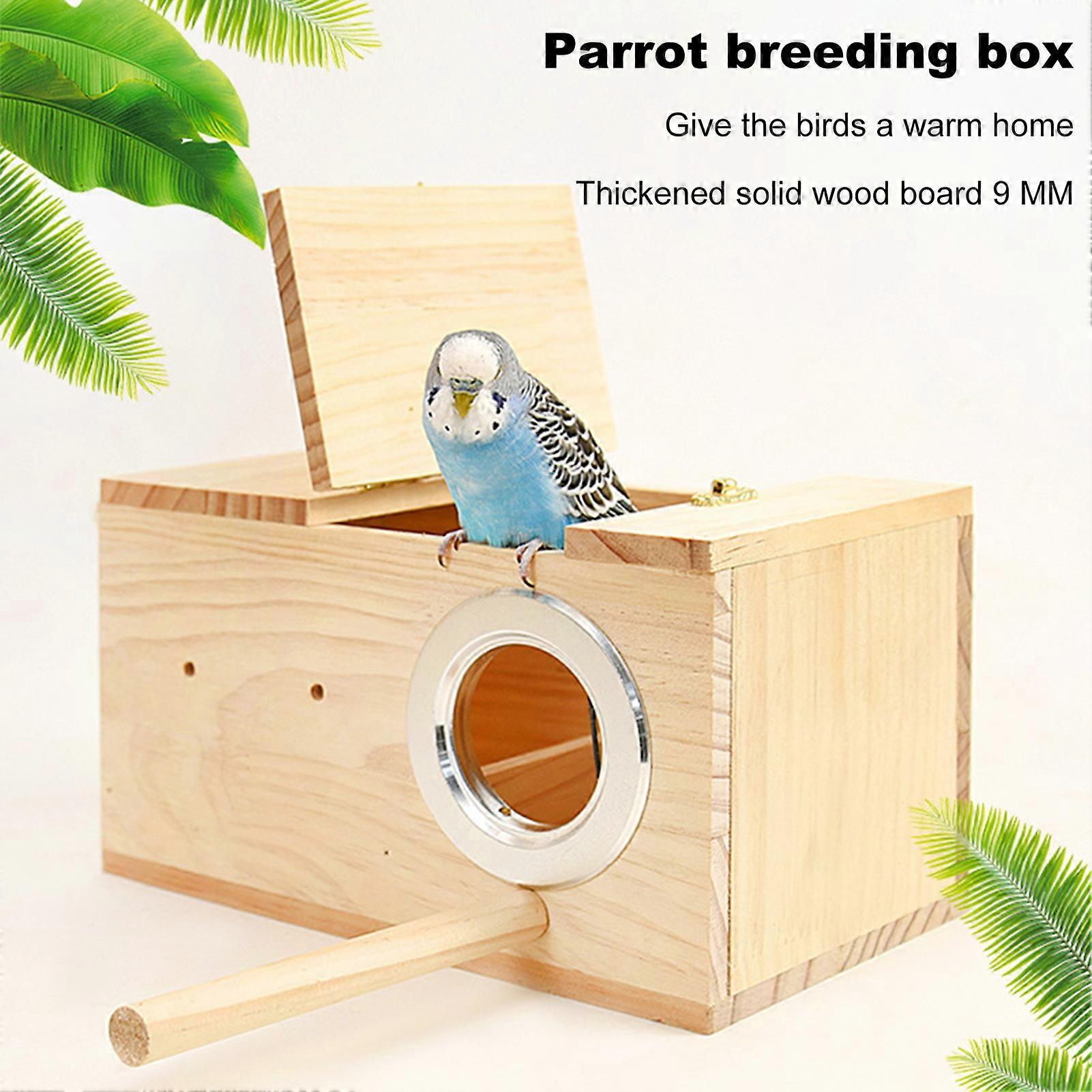 Parakeet Nesting Box Wooden Bird Nest Breeding Box with Perch Bird Cage House for Lovebirds ...