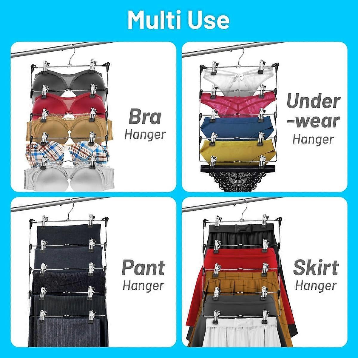 5-Tier Skirt Hangers with Clips, Space Saving Metal Hangers with Clips ...