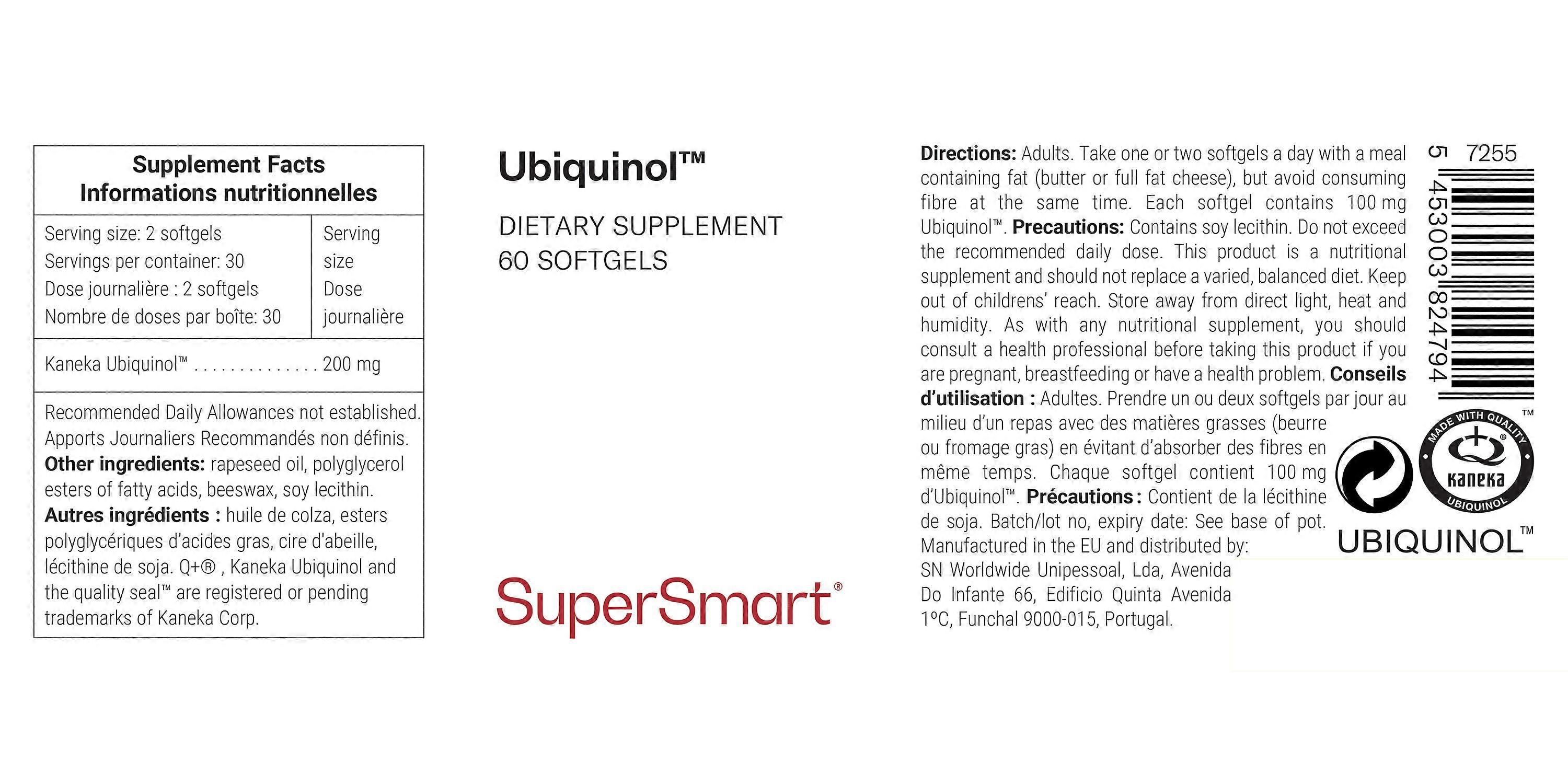 SuperSmart Ubiquinol Dietary Supplement - 60 Softgels | Fruugo UK