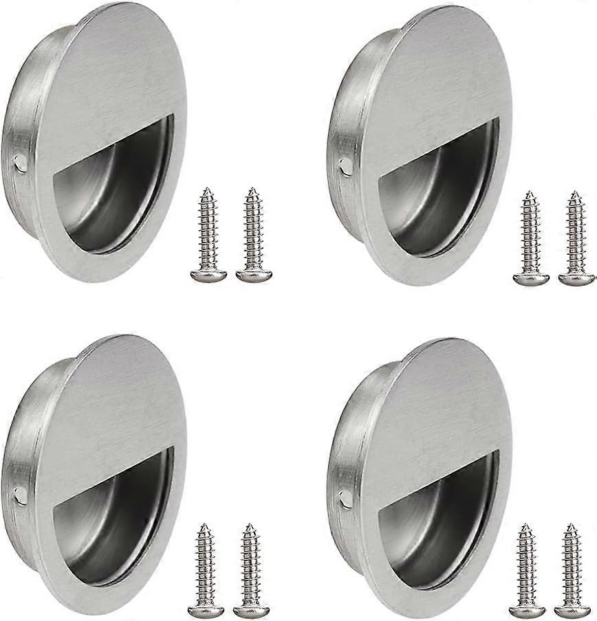 Pieces Round Sliding Door Handle Stainless Steel Round Recessed Door ...