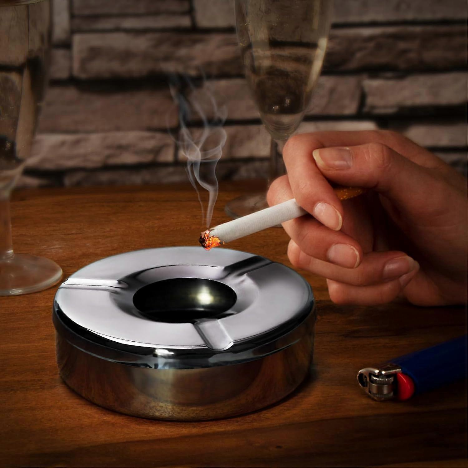 6X Stainless Steel Ashtrays - Wind Ashtray with Removable Lid to ...