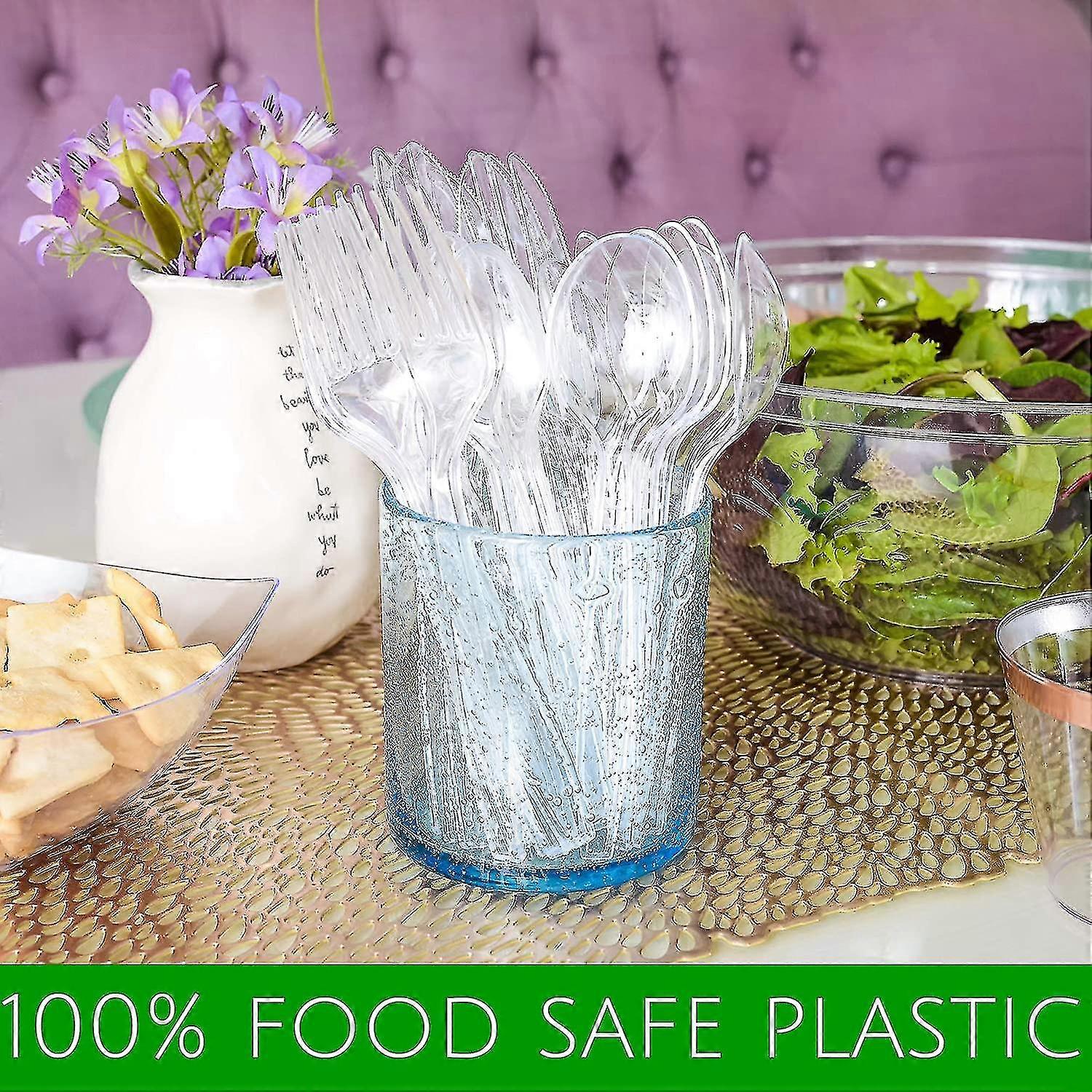 Disposable Clear Plastic Cutlery Disposable Utensils (compatible Withks ...