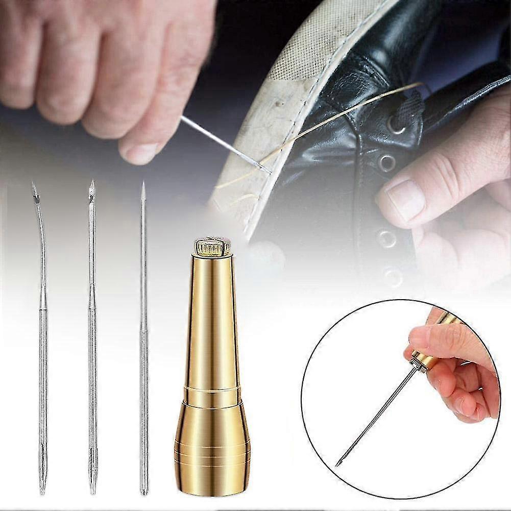 Leather Sewing Awl Needle with Handle 3 Needles Sewing Awl Hand ...