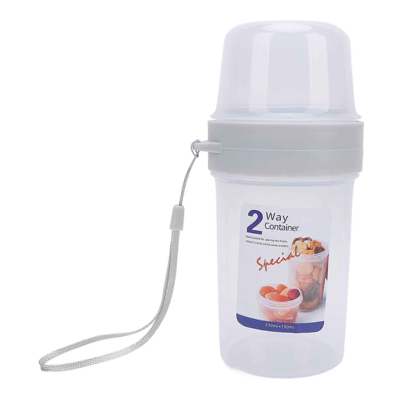 Double Layer Food Storage Cup Microwave Safe Sealed Dispenser Portable ...