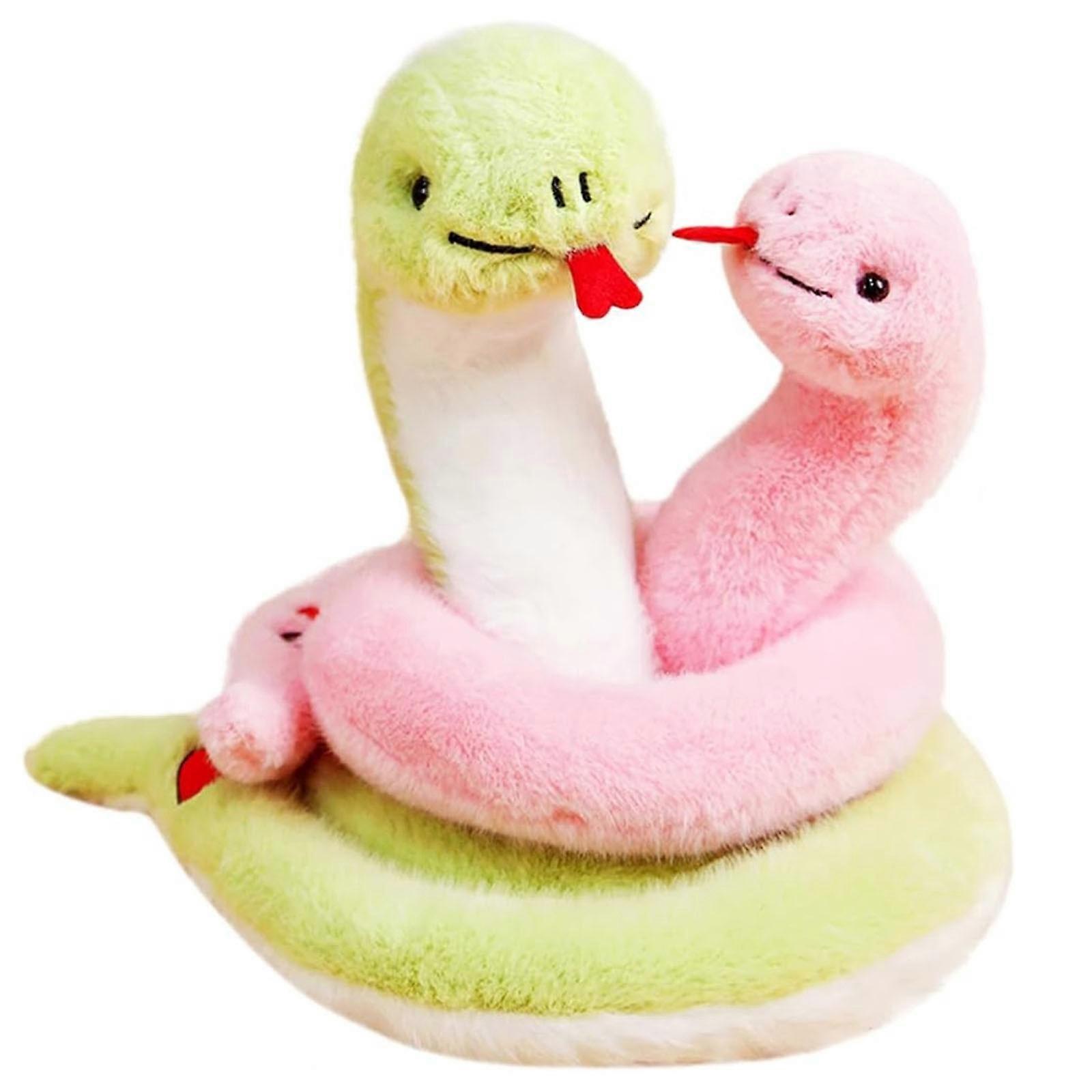 Pink Snake Couple Plushies Wedding Gifts Stuffed Snake Toy Cute Furry ...