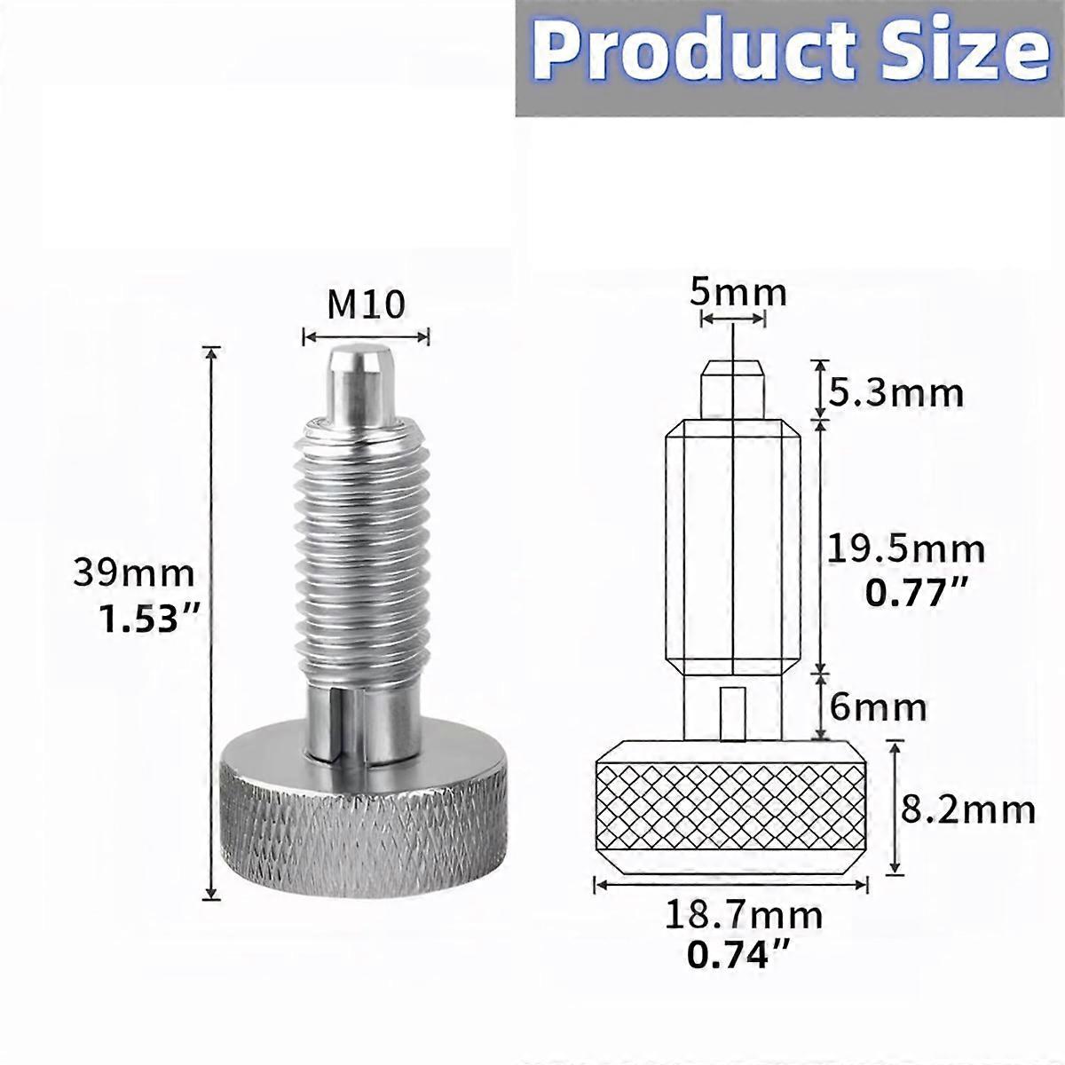 2Pcs Hand Retractable Spring Plungers with Knurled Handle M10 | Fruugo UK