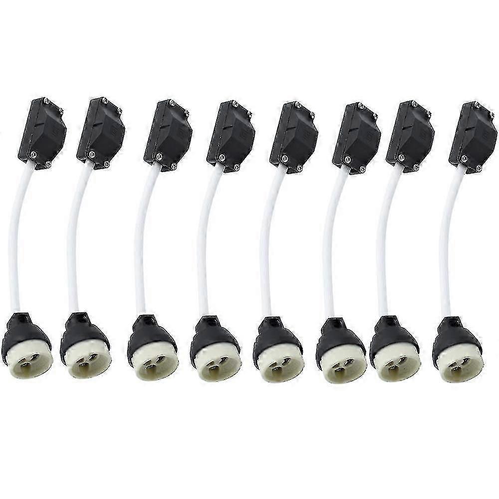 8 Pieces Ceramic Gu10 Lampholders With Cable Connector 2a 250v Gu10 ...
