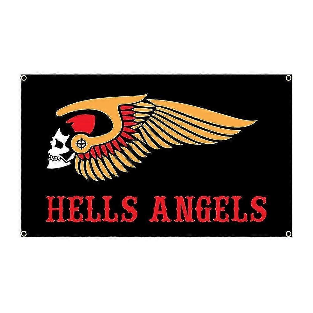 FLAGDOM 90x150cm Hells Angels MC Flag Polyester Motorcycle Banner Decor ...