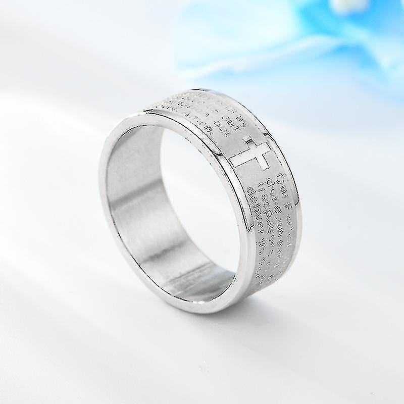 Titanium Stainless Steel Cross Ring Russian Orthodox Bible Bible Lord's ...