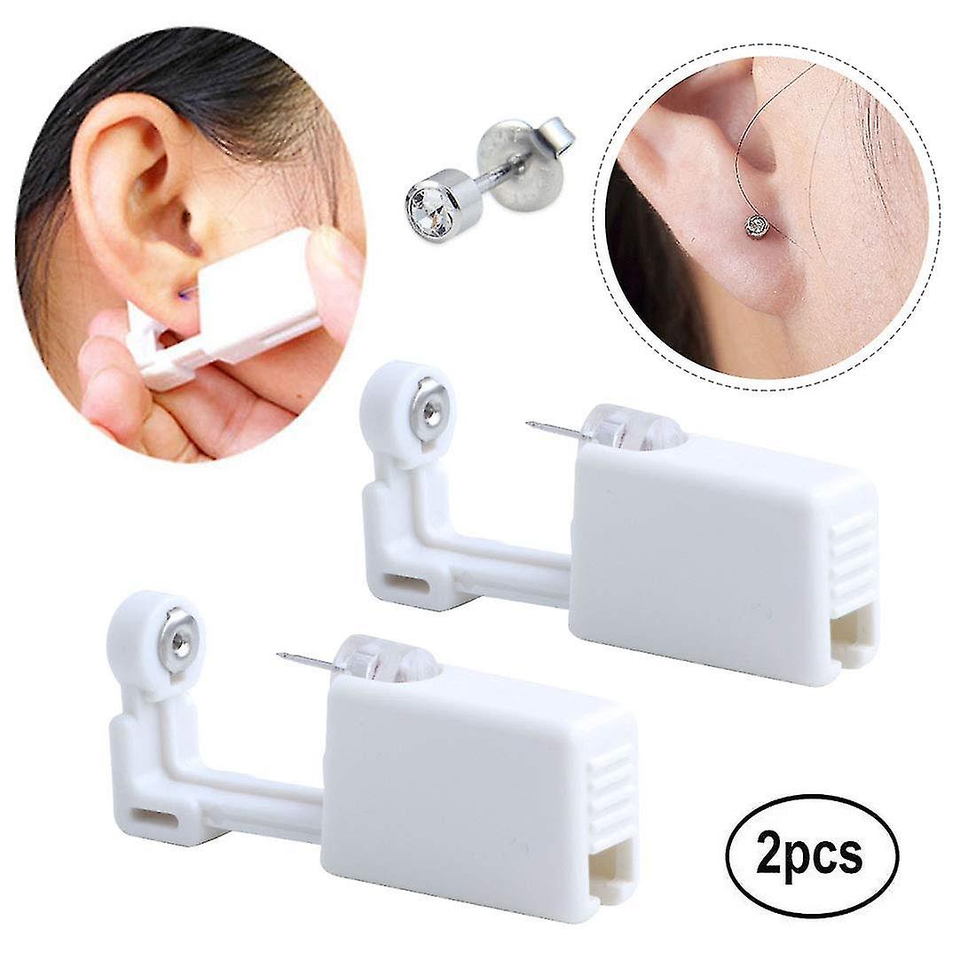 2 Pack Self Ear Piercing Gun Earring Disposable Ear Stud Gun Kit ...