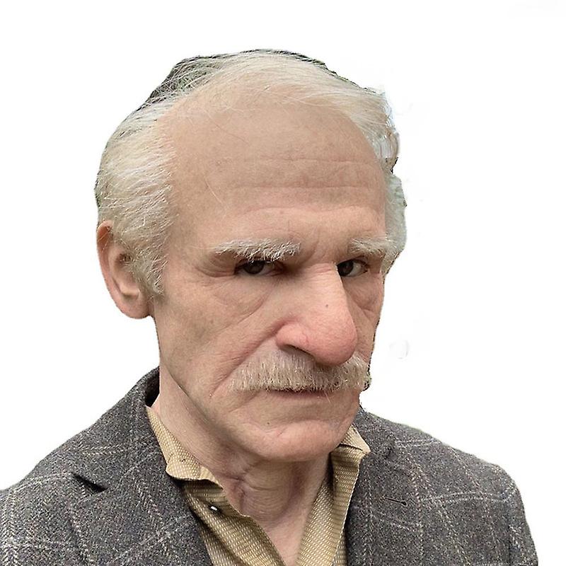 Latex Old Man Women Halloween Props Cosplay Party Realistic Full Face ...