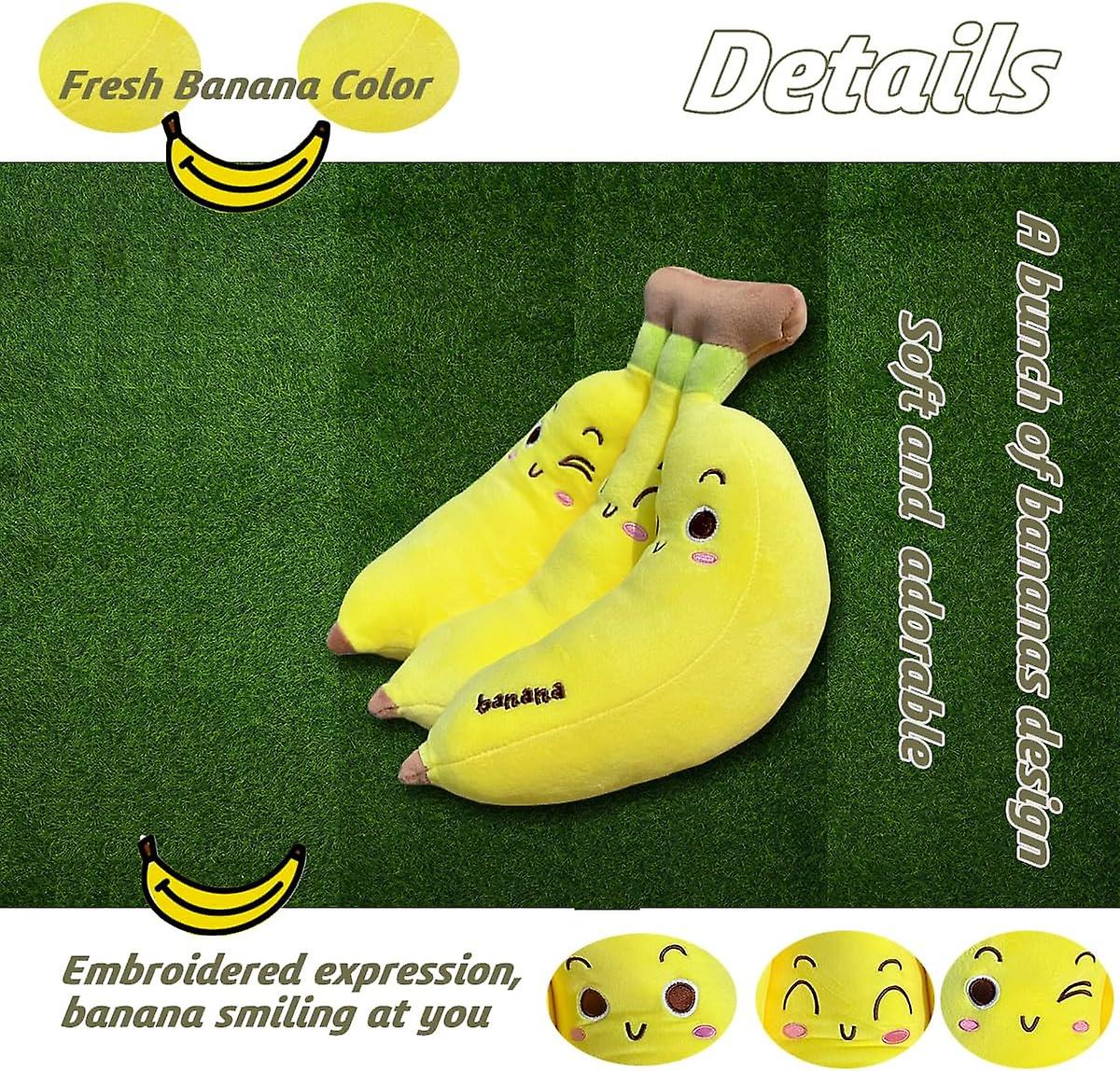 Banana Plush Pillow - 13" A Bunch of Banana Stuffed Animal with Cute ...