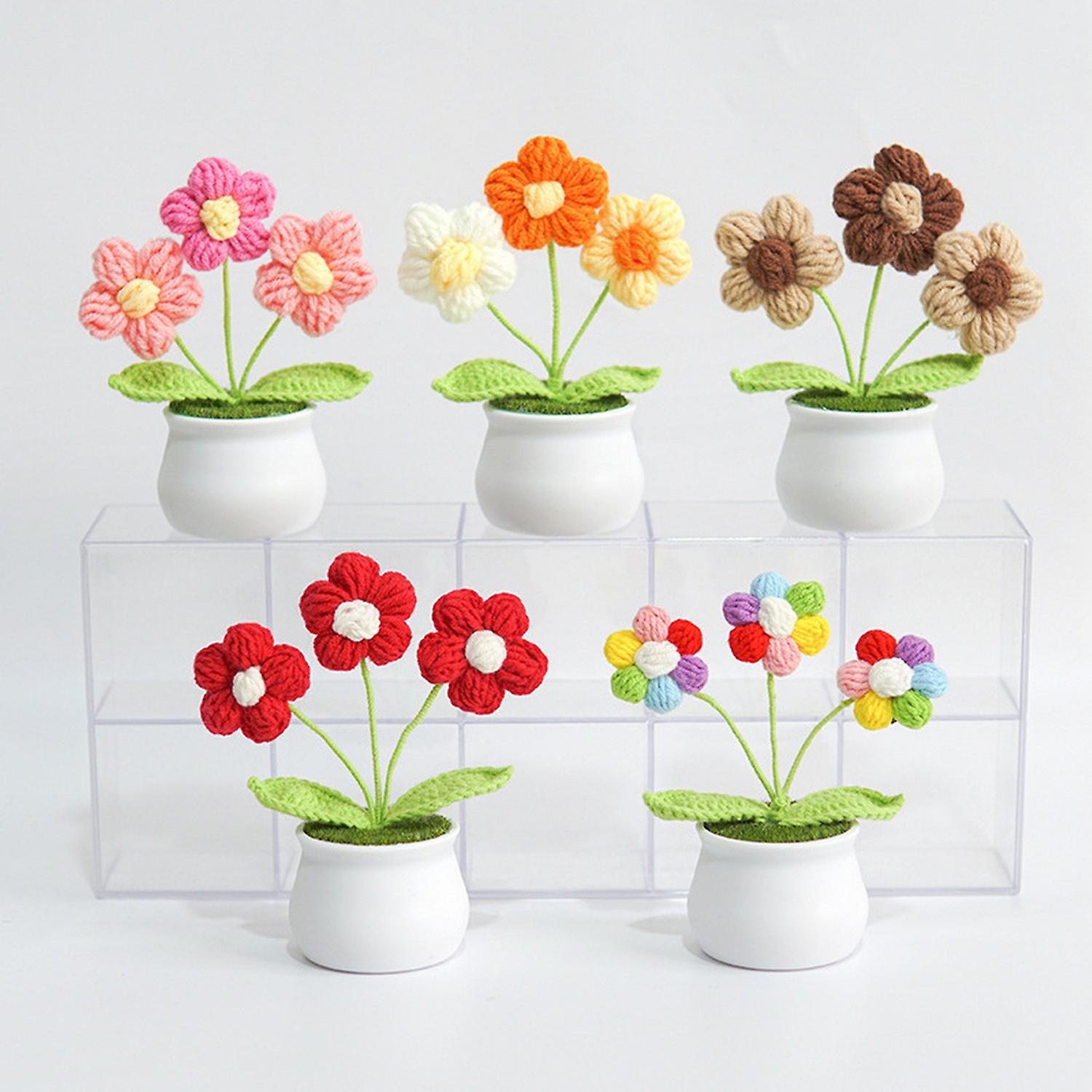 Handmade Crocheted Small Flower Potted Plant Stylish Long-lasting ...