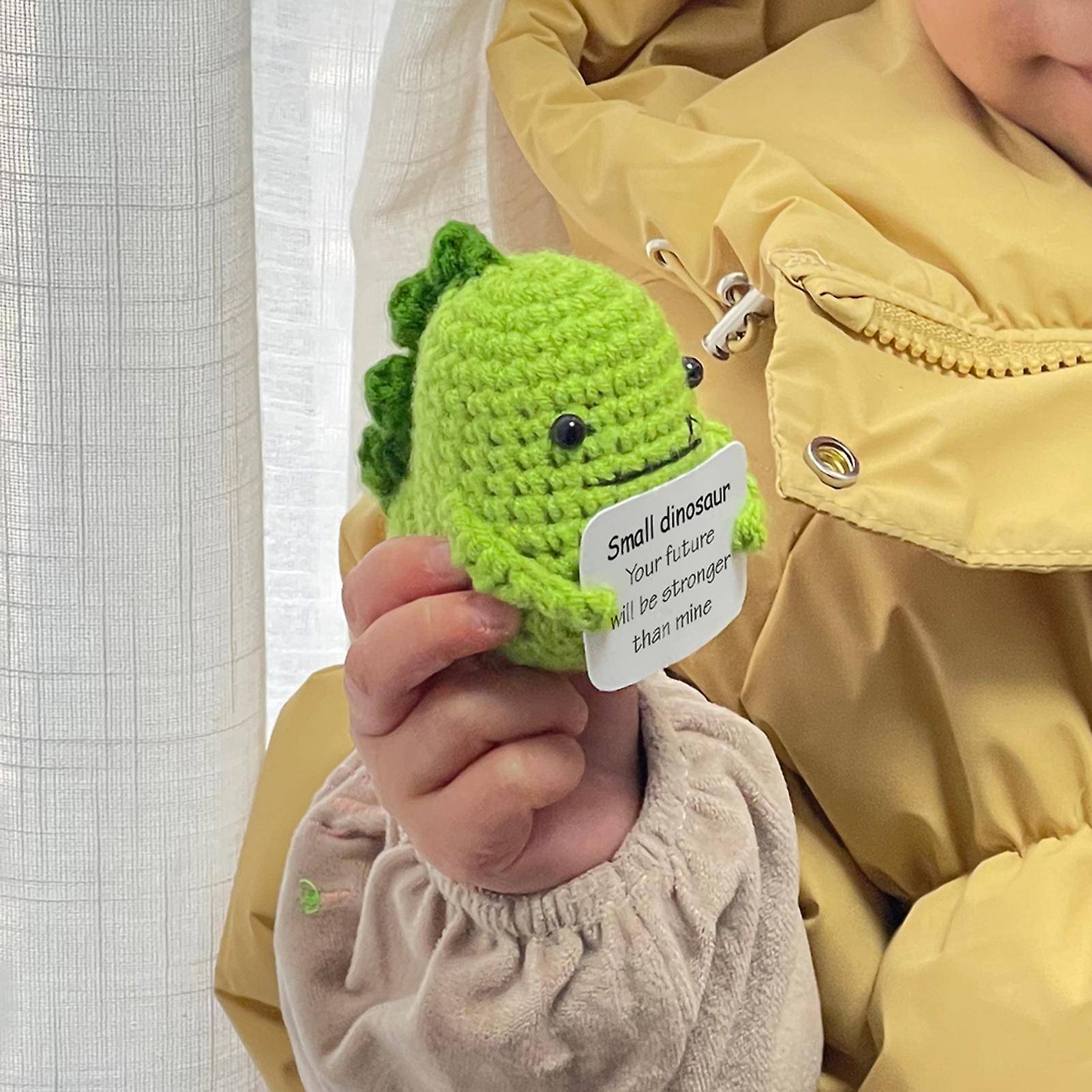 Positive Crocheted Dinosaur with Encouraging Card Emotional Support ...