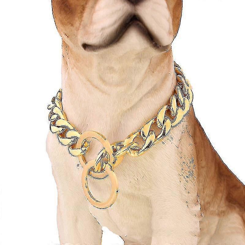 Gold Dog Collar Chain With Steel Buckle Width, Stainless Steel Cuban ...