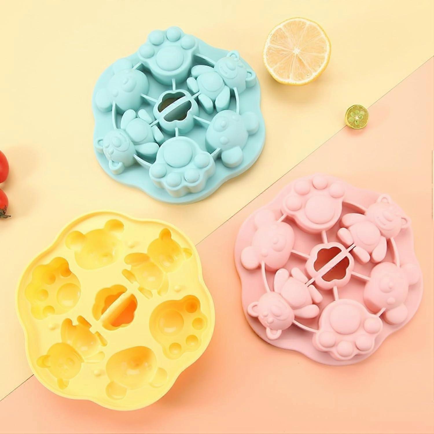 Ice Cube Molds Trays,3 PCS ,6 Cavity Cute Bear Ice Cube Trays with ...