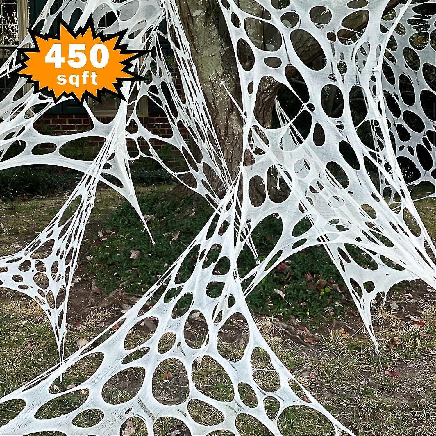 Spider Web Halloween Decorations Outdoor, Stretchy 450 Sqft Halloween ...