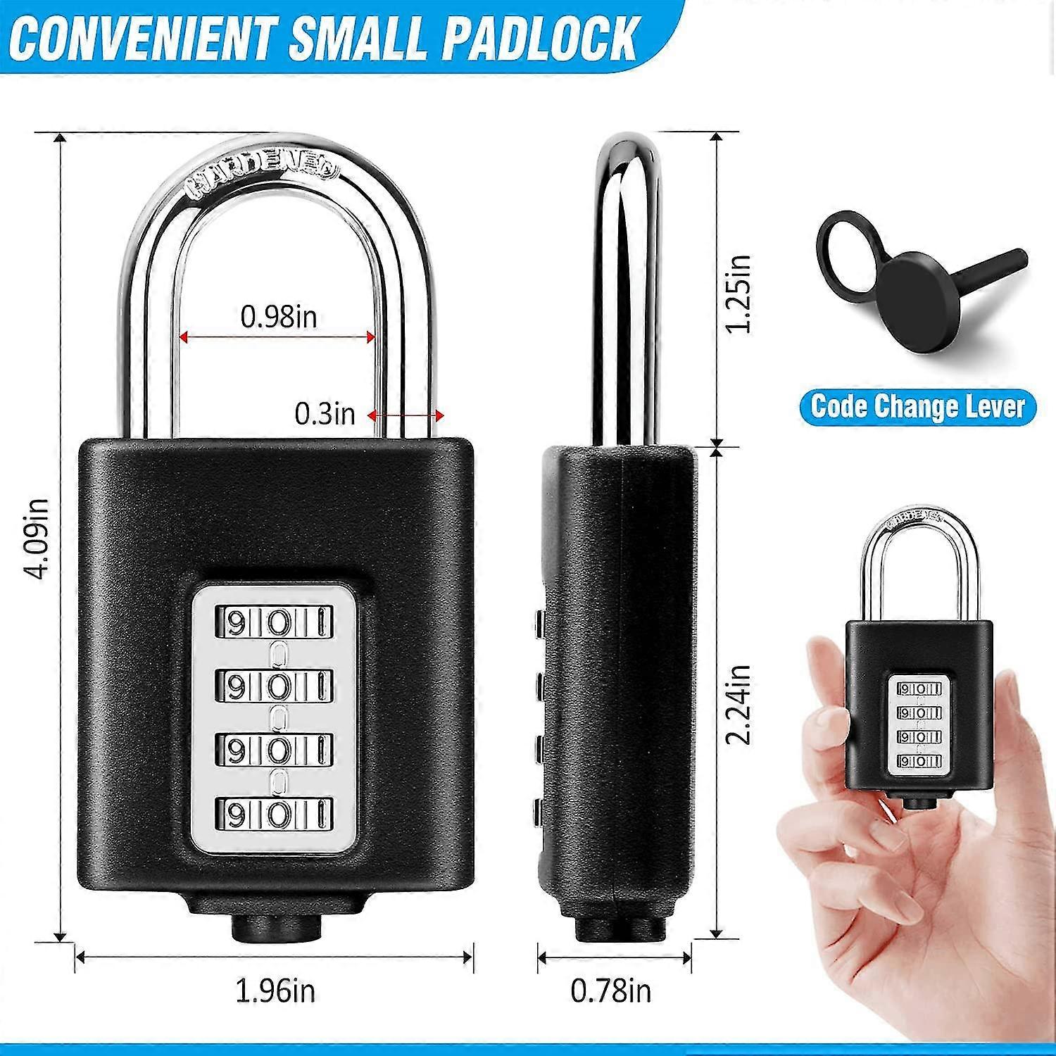 locker Code Padlock 4 Digit Outdoor Resettable Small Combination ...