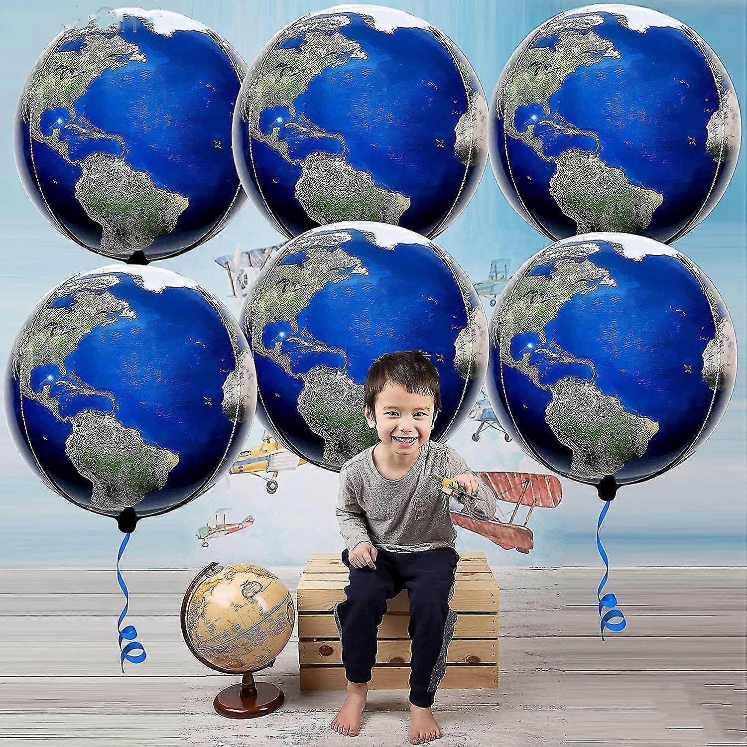 22 Inch Globe Balloons 6pcs,travel Theme Party Decorations Map Balloon ...