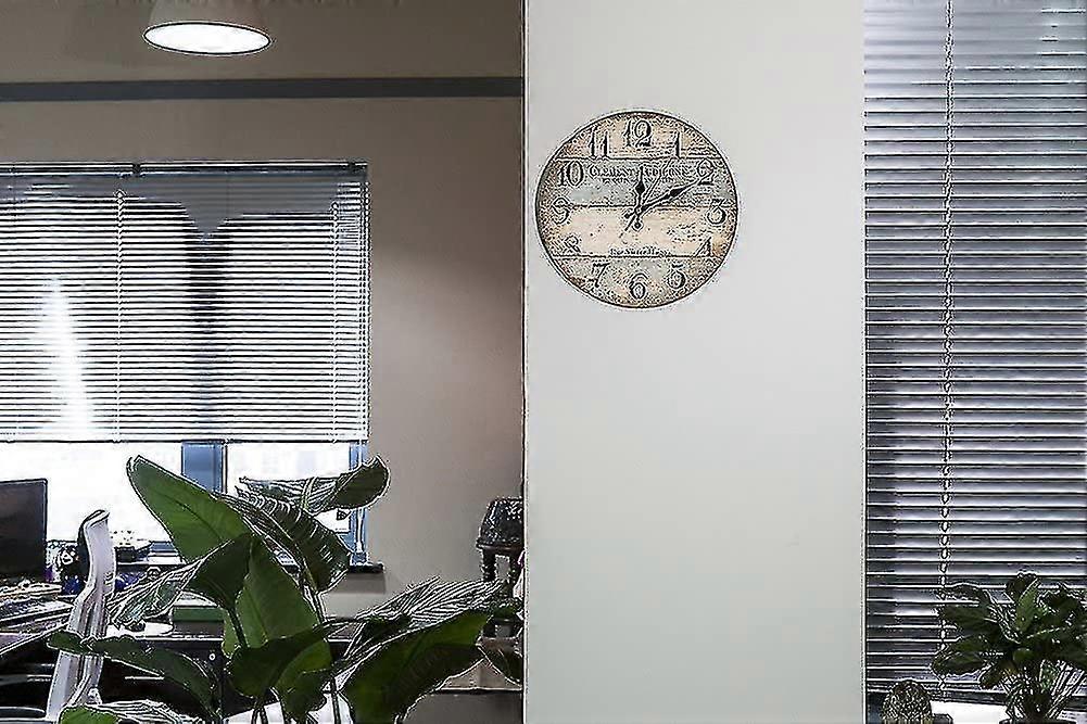 12 Inch Silent Vintage Wooden Round Wall Clock Arabic Numerals Vintage ...