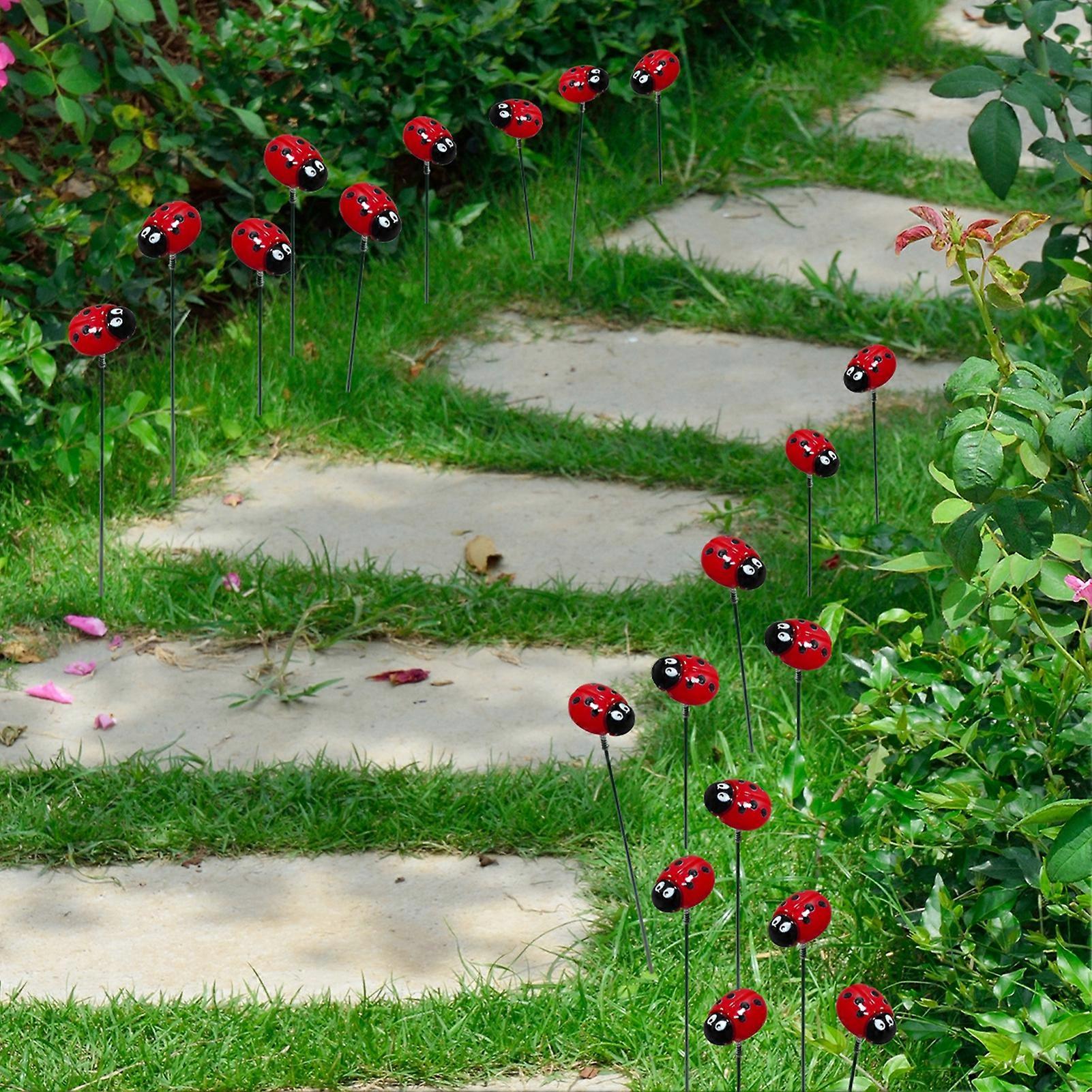 20 Pcs Garden Ladybugs Decorations Vibrant Striped Fake Ladybugs for ...