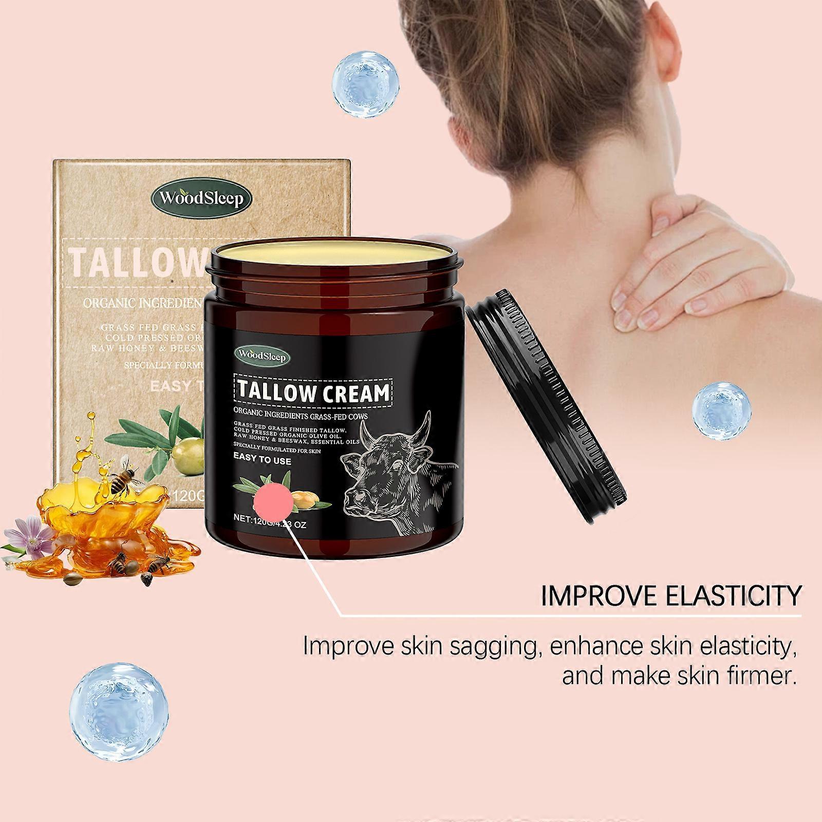 Organic Beef Tallow Cream, 120 g Beef Tallow Cream for Skincare, Beef ...