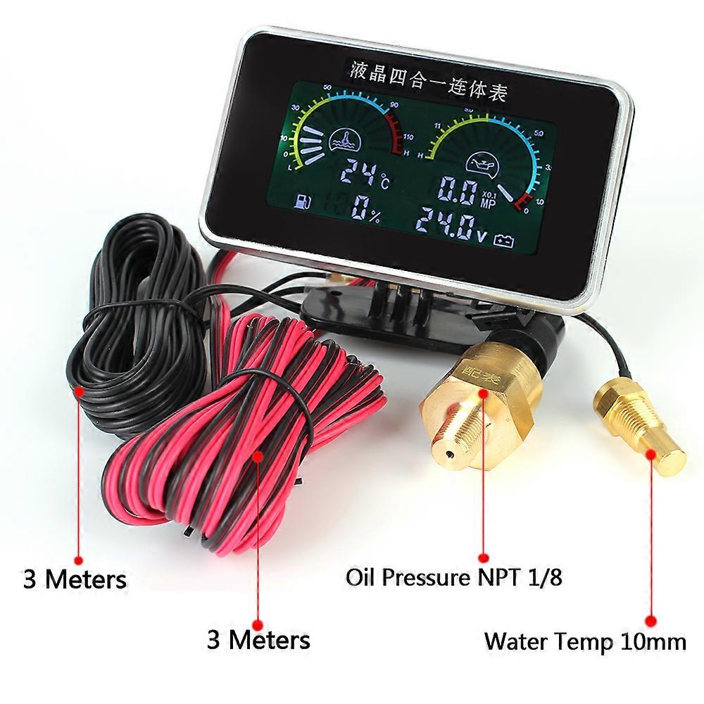 Car Modification 4 In 1 Instrument Panel LCD Car Digital Oil Pressure ...