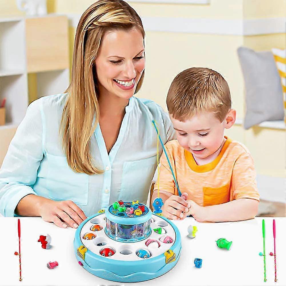 Fishing Game Toy Set With Rotating Board With Music Light Includes 26 ...